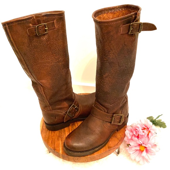 Frye | Shoes | Frye Veronica Distressed Brown Leather Riding Boot | Poshmark